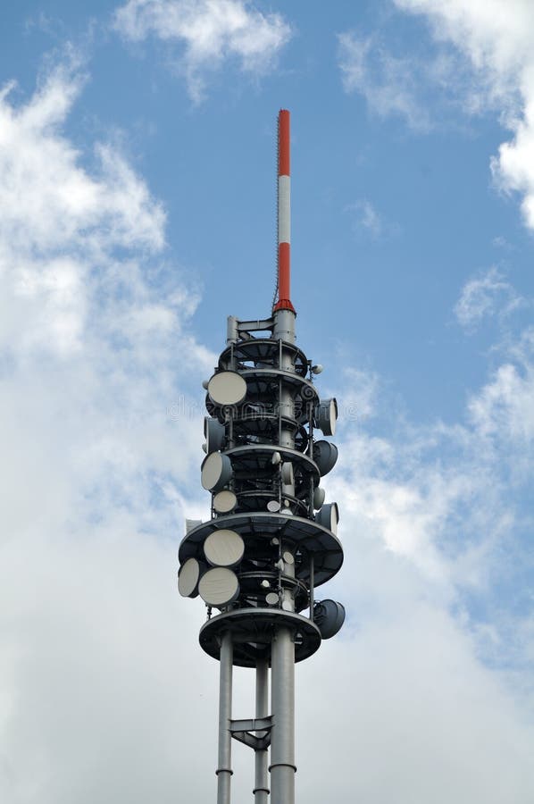 Top of a Cell Tower with Parabolic Antennas Stock Image - Image of ...