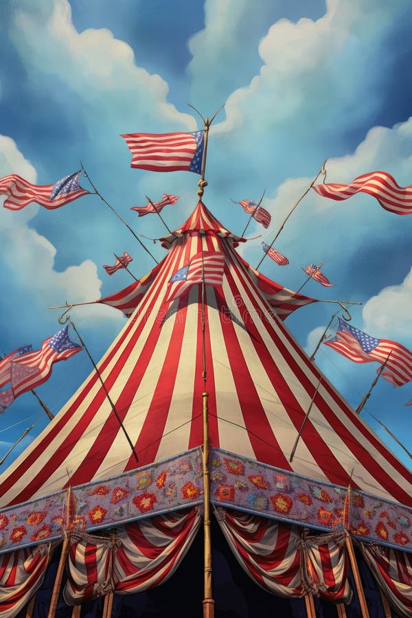 Top of a Circus Tent with Flags Fluttering in the Wind Stock ...