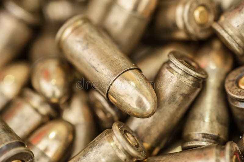 Top Close-up Macro View of Large Group of Gun Bullets Stock Image ...