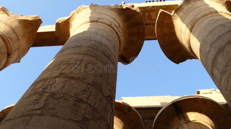 Top of Columns in Karnak Temple with Ancient Egypt Hieroglyphics Stock ...