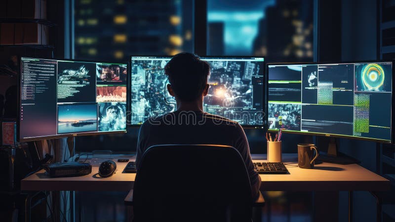 Top computer at desk stock illustration. Illustration of task - 369574602