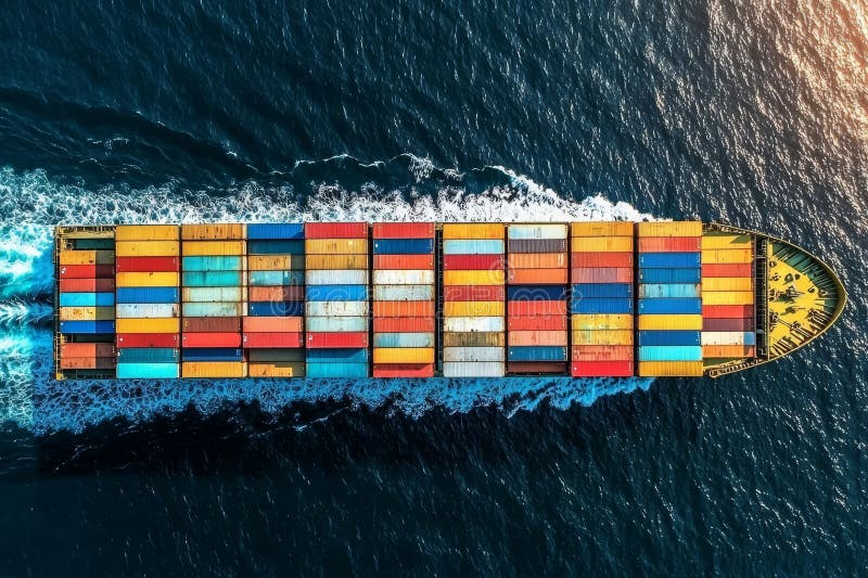 The Top of a Container Ship in the Vast Ocean, Representing a Vital ...