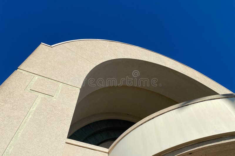 Top Corner of Building Architecture Facade with Arches and Blue Sky ...