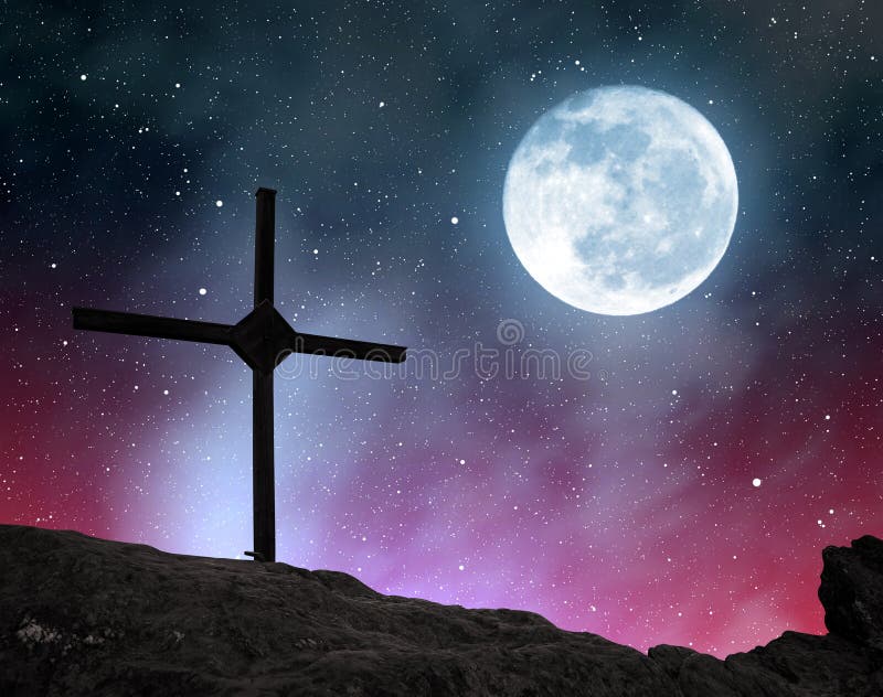 Top Cross stock photo. Image of religion, night, rock - 58613518