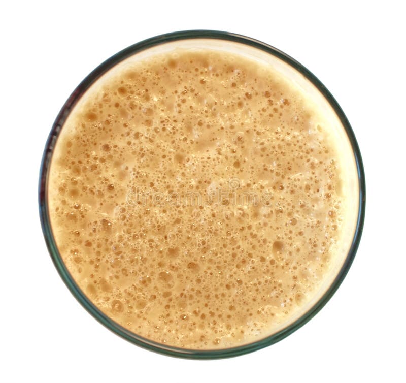 Glass of Beer Isolated on White Background. Top View Stock Photo ...