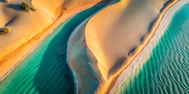 A Top-down Aerial Shot Capturing the Soft Curves and Shadows of Sand ...