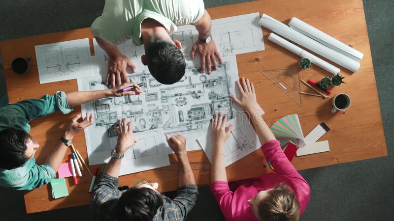 Top View of Smart Project Manager Planing House Design by Using Plan ...