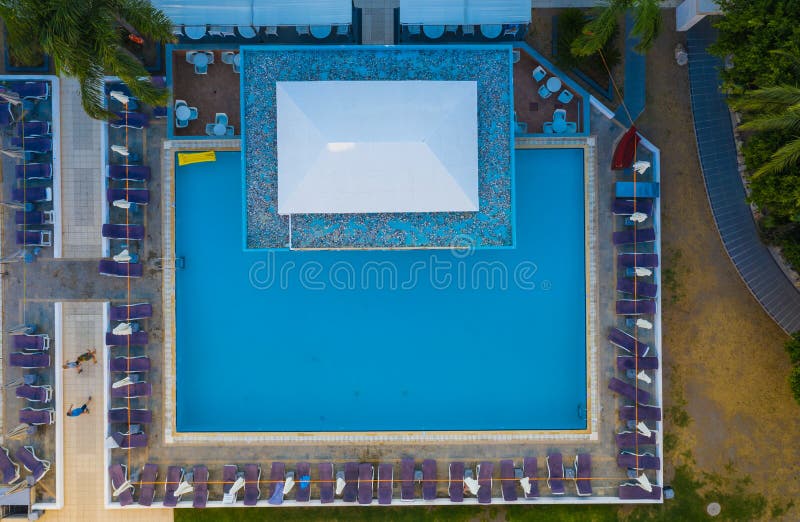 Swimming Pool Full of People Having Fun, View from Above. Stock Image ...