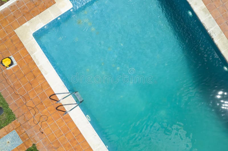 Top-down Aerial View of a Rectangular Swimming Pool, Aerial Drone View ...