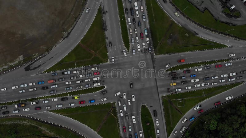 Top Down Aerial View of Road Intersection Stock Video - Video of lane ...