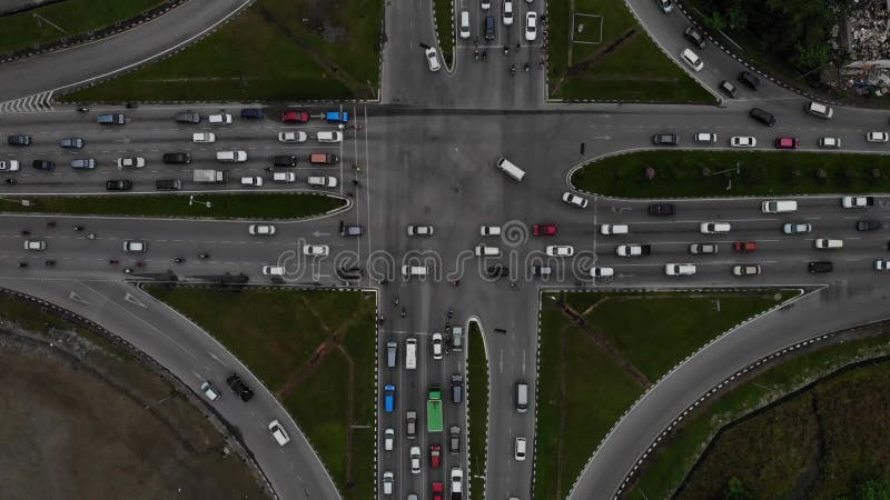 Top Down Aerial View of Road Intersection Stock Video - Video of lane ...