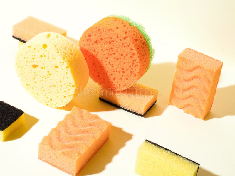 Top-down Angle View To Geometric Composition. Foam Rubber Sponges in ...