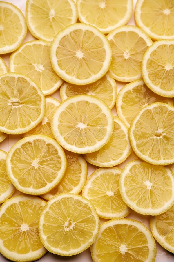 Top Down Background View Made of Fresh Sliced Organic Lemons Close-up ...