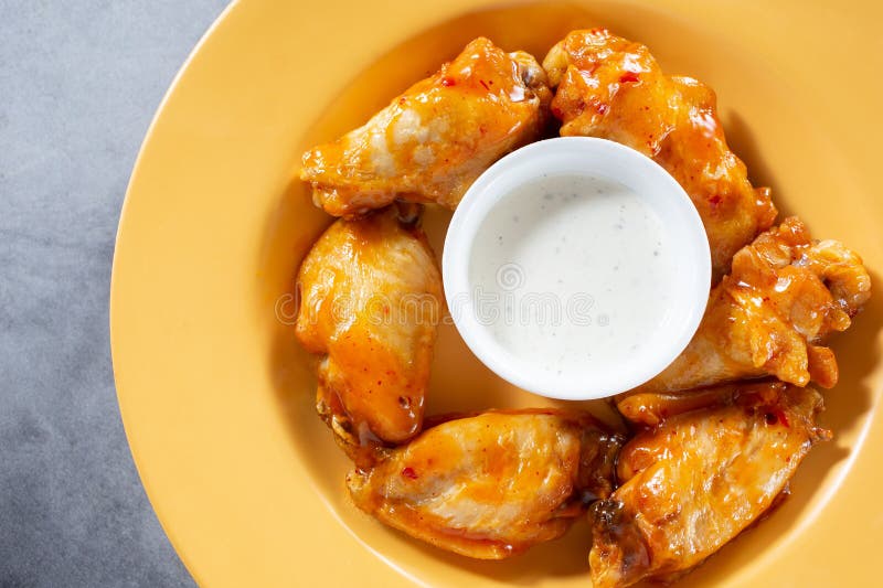 Top Down Bowl of Buffalo Wings Stock Image - Image of shelf, napkin ...