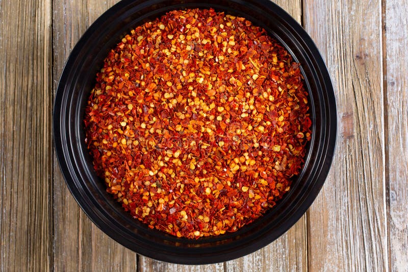 Top Down Bowl of Crushed Red Pepper Flakes Stock Image - Image of pasta ...