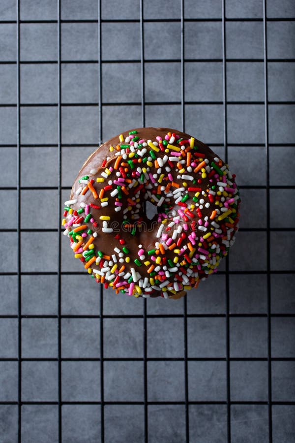 Top Down Cake Chocolate Sprinkles Donut Stock Image - Image of oven ...