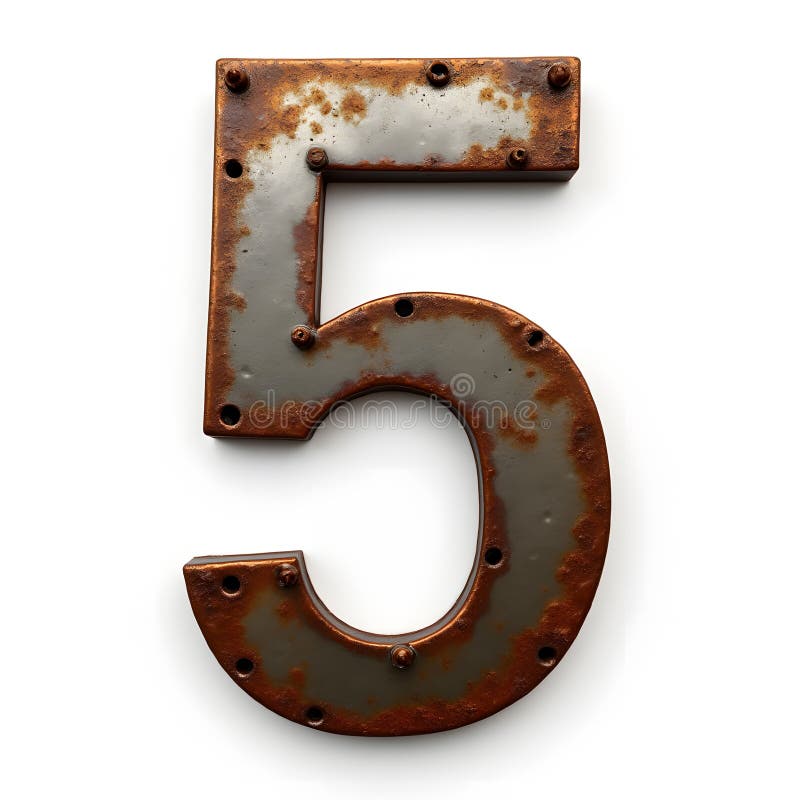 Rusty Industrial Number 5 stock illustration. Illustration of raised ...