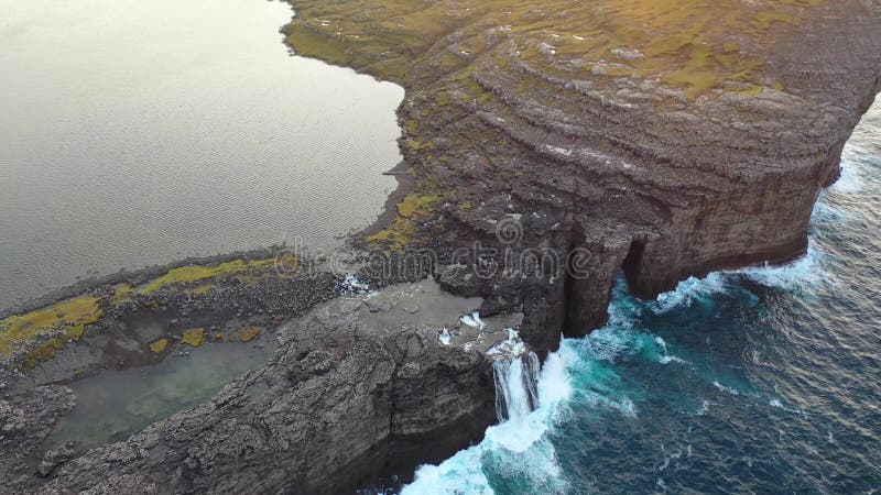 Top Down Cliffs and Coast Line with Waves Breaking Stock Footage ...