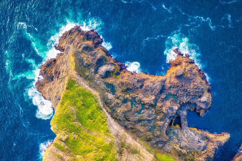 Top Down Cliffs and Coast Line with Waves Breaking Stock Image - Image ...