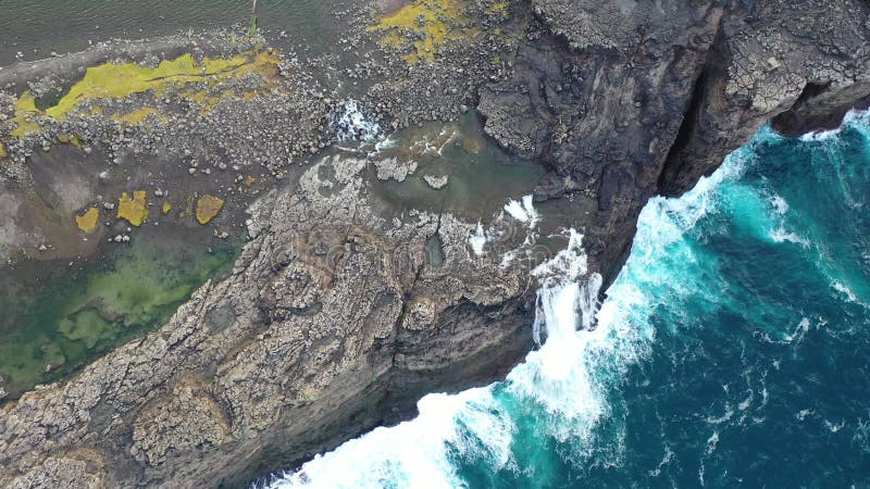 Top Down Cliffs and Coast Line with Waves Breaking Stock Footage ...