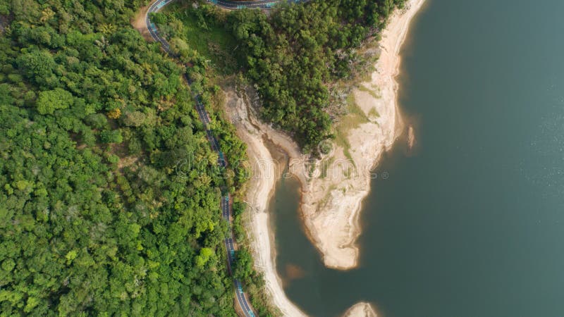 Top Down from Drone Aerial View of Rainforest with Asphalt Road Around ...