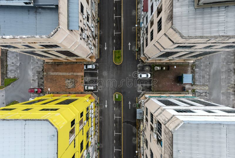 Top Down Aerial View of Shop Lot Building Stock Photo - Image of ...