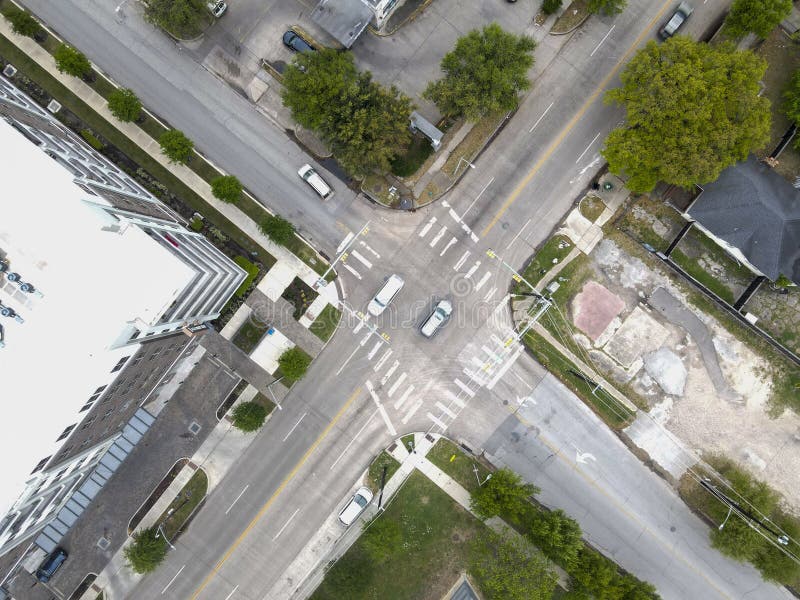 Top Down Drone View of Downtown Intersection Stock Photo - Image of ...