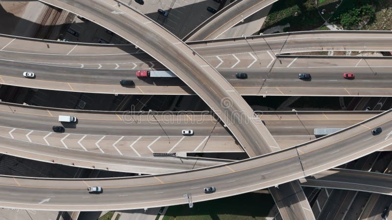 Drone Wide Top Down Shot on Famous Road Intersection with Traffic on ...