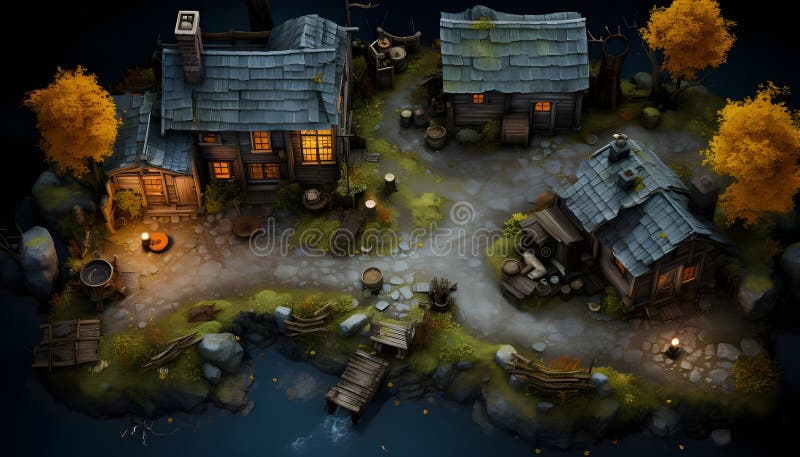 Top down fantasy map stock illustration. Illustration of poster - 292806892