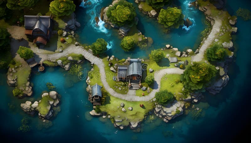 Top down fantasy map stock illustration. Illustration of poster - 292806909