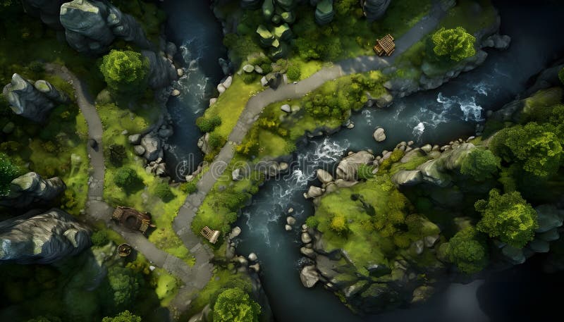 Top down fantasy rpg map stock image. Image of rapid - 294882099