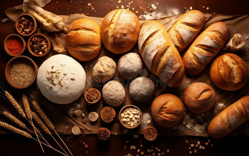 Top-Down Food Delight - Culinary Visual Feast. Generative by Ai Stock ...