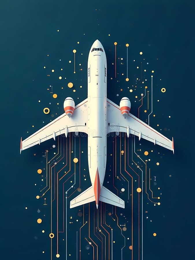 An Airplane with Integrated Digital Circuits Depicts a Blend of ...