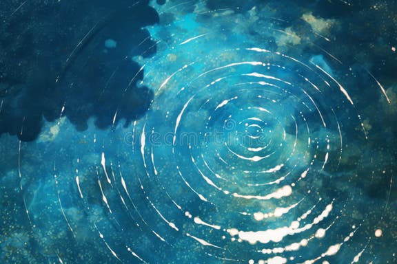 A Top-down Illustration of a Tranquil Pond, with Raindrops Forming ...