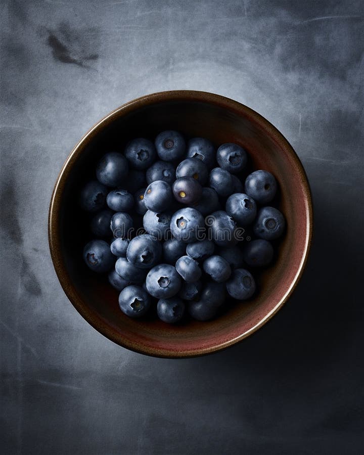 A Top-down Image of a Bowl of Blueberries. Stock Illustration ...