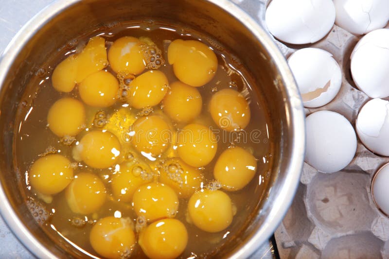 Top Down Large Bowl of Raw Eggs Stock Photo - Image of department ...