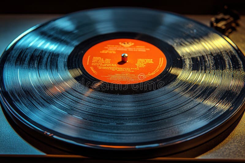 A Detailed Top-down View of a Classic Vinyl Record Showcasing Grooves ...