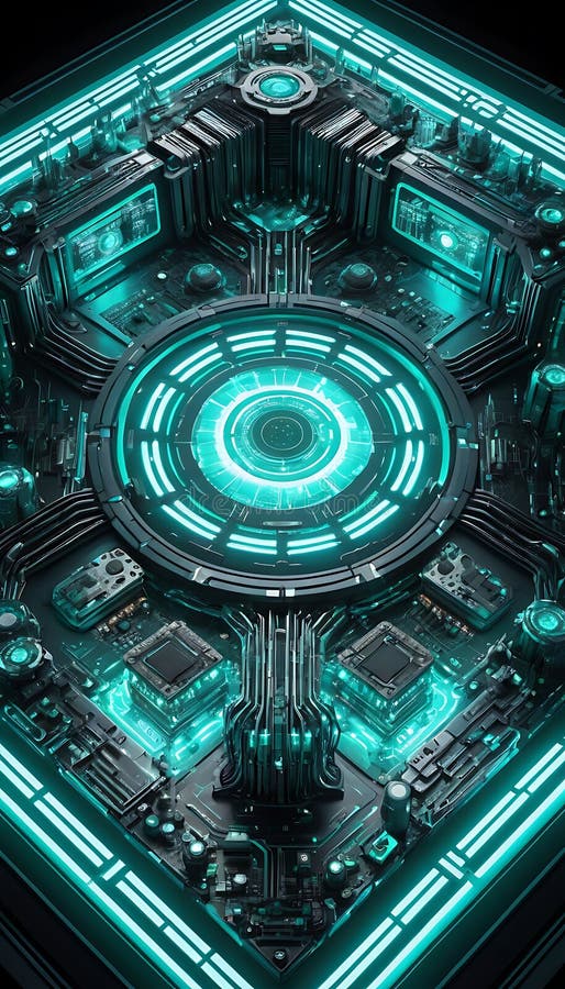 Top-Down Nano-Tech Computer Grid Design Stock Illustration ...