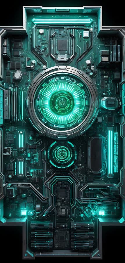 Top-Down Nano-Tech Computer Grid Design Stock Illustration ...