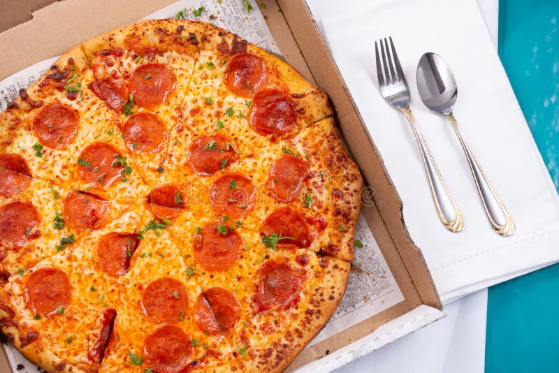 Top down pepperoni box stock photo. Image of lifestyle - 182223750