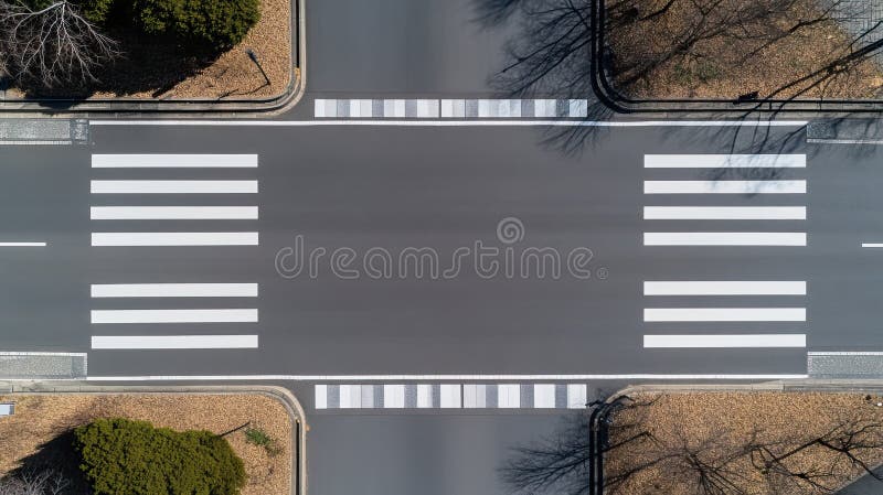 This Top-down Perspective Captures a Vacant Street Intersection Marked ...