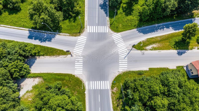 This Top-down Perspective Captures a Vacant Street Intersection Marked ...