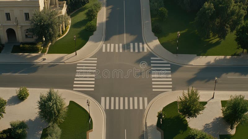 This Top-down Perspective Captures a Vacant Street Intersection Marked ...