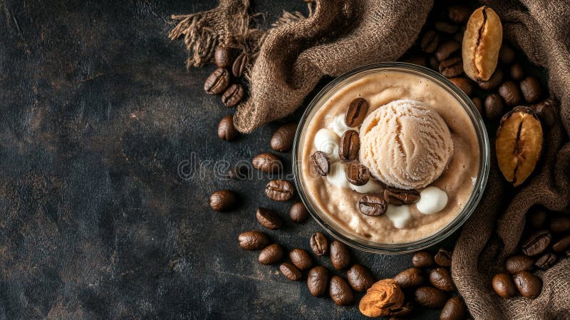 A Top-down Perspective of an Elegant Affogato Dessert in a Glass Stock ...