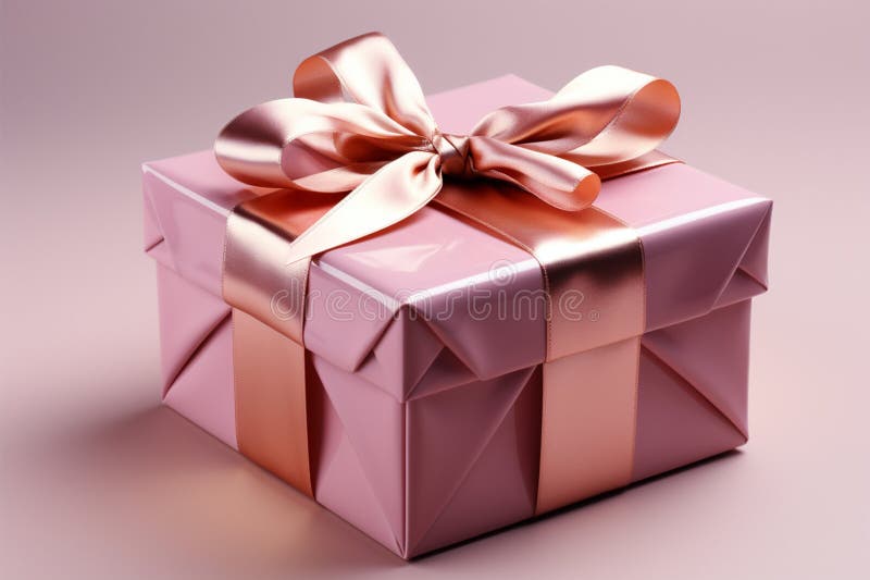 Top Down Perspective of a Gift Box on a Pink Tabletop Stock ...