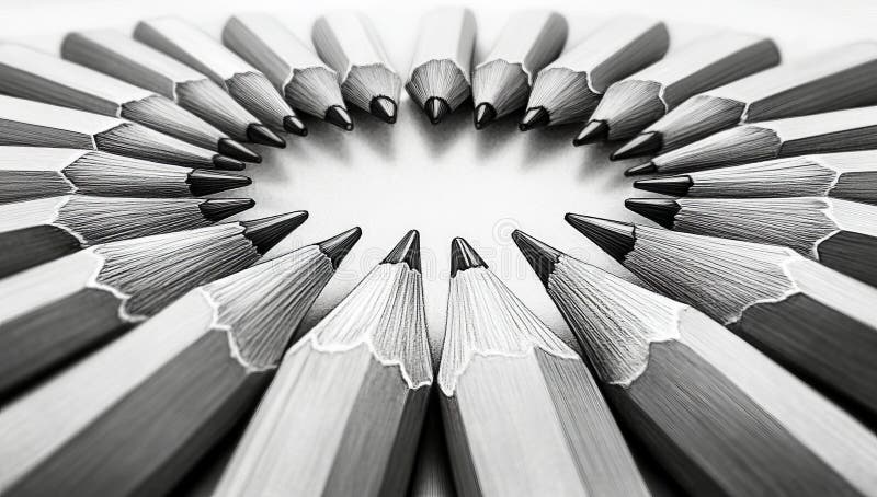 Top Down Perspective Illustration Pencils Brushes Line Art Stock Photos ...