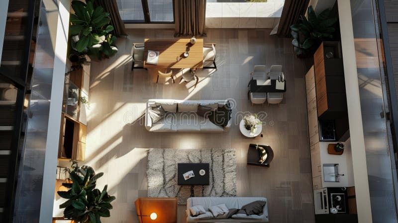 Top-down Perspective Offering a Comprehensive Look at Interior Design ... Top-down Perspective Offering a Comprehensive Look at Interior Design ...