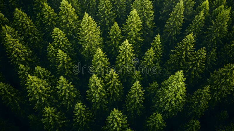 Top-Down Perspective of a Pine Forest Displaying Rows of Tall Green ...