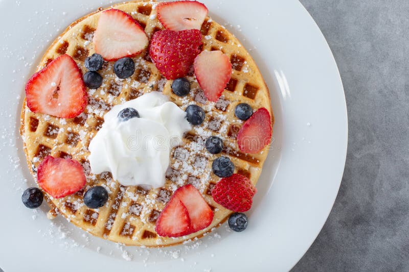 Top Down Plate of Fruit Waffles Stock Photo - Image of gluten, grocery ...
