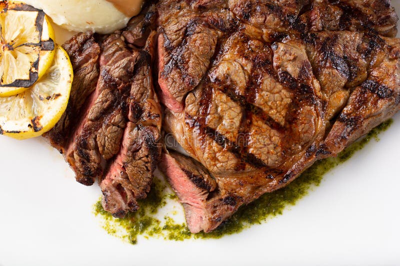 Top down ribeye steak stock photo. Image of flat, setting - 281902608
